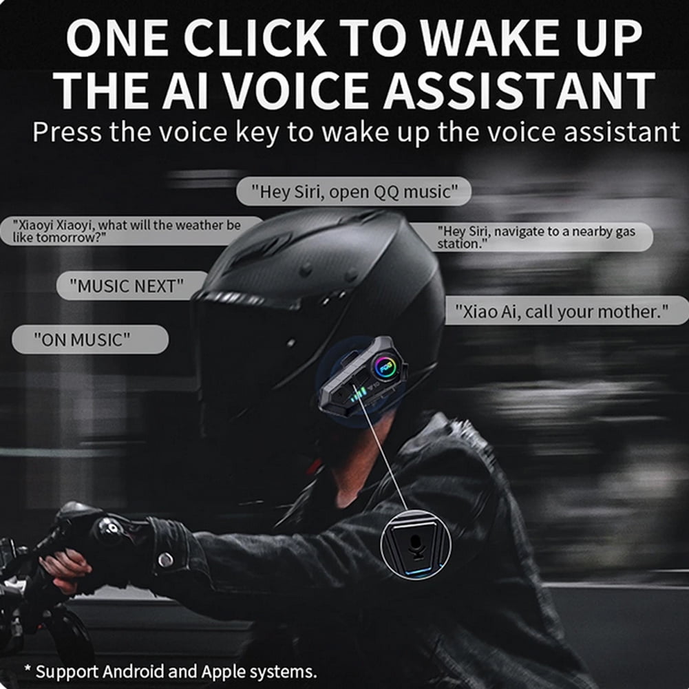 Motorcycle Helmet Headset IPX6 Waterproof Wireless Headset Voice ...