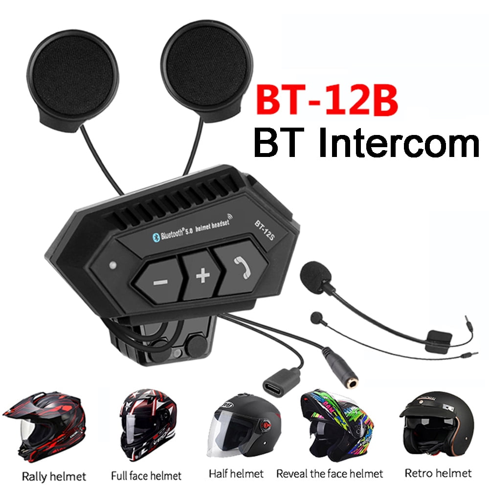 Motorcycle Helmet Intercom Bluetooth 5.0 CSR Headset 2000mah Battery ...