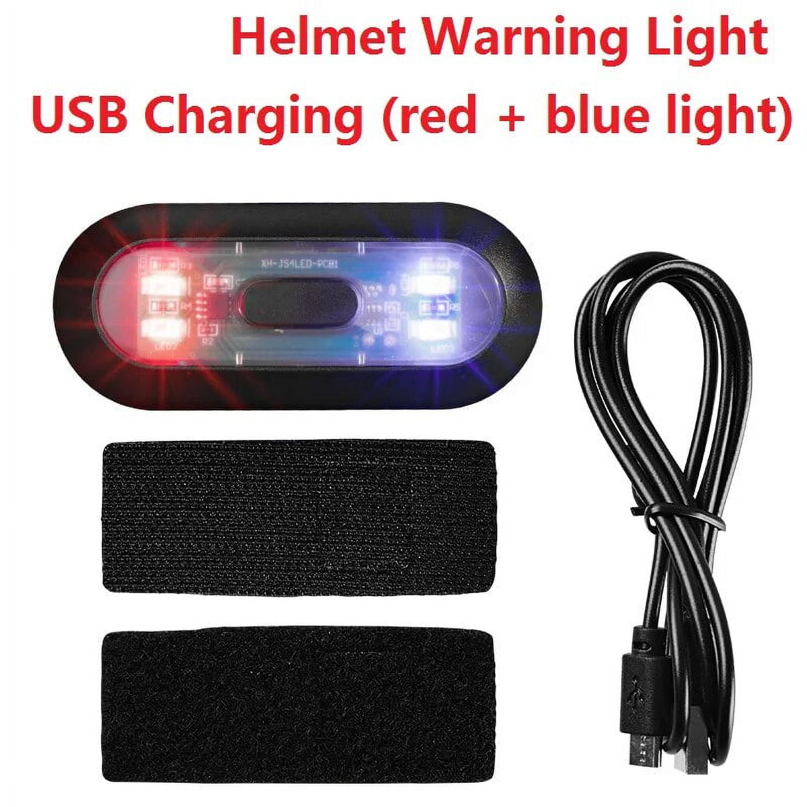 Motorcycle Helmet LED Light USB Charge Bike Night Safety Signal Warning ...