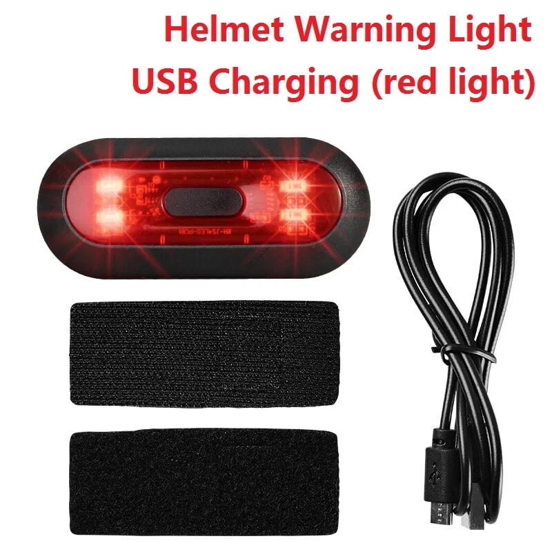 Motorcycle Helmet LED Light USB Charge Bike Night Safety Signal Warning ...