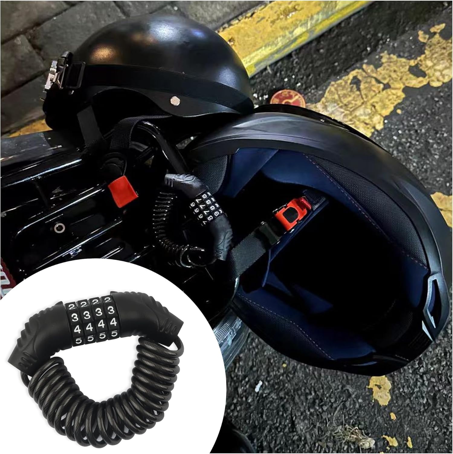 Motorcycle Helmet Lock with Combination Lock,Retractable Motorcycle ...