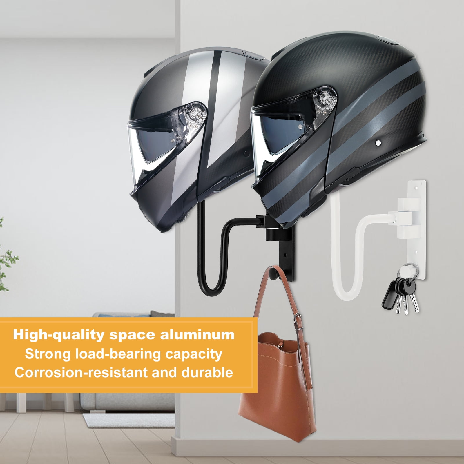 Motorcycle Helmet Rack Wall Mount 180 Degree Rotation Metal Bike Helmet ...