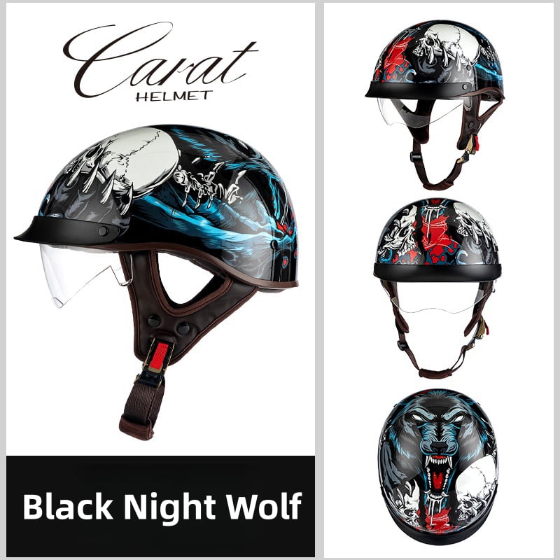 Motorcycle Helmet With lenses Retro Half Helmet Jet Helmet Open Helmet ...