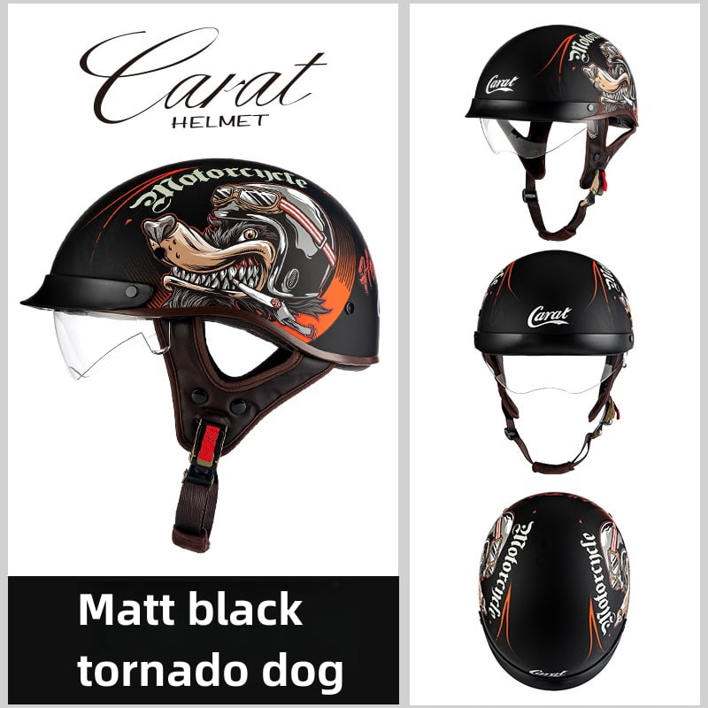 Motorcycle Helmet With lenses Retro Half Helmet Jet Helmet Open Helmet ...