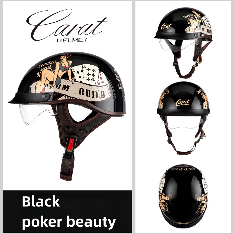 Motorcycle Helmet With lenses Retro Half Helmet Jet Helmet Open Helmet ...