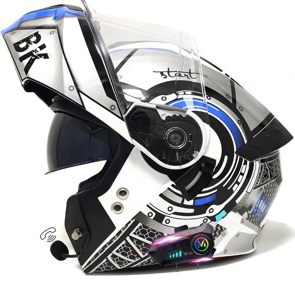 Motorcycle Helmets Bluetooth Modular Moto Helmet, DOT Approved Flip Up ...