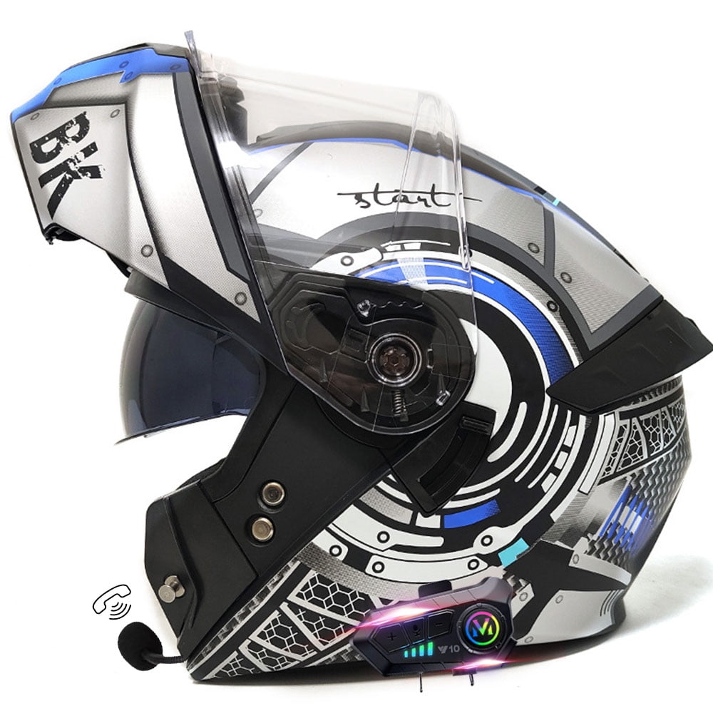 Motorcycle Helmets Bluetooth Modular Moto Helmet, DOT Approved Flip Up ...