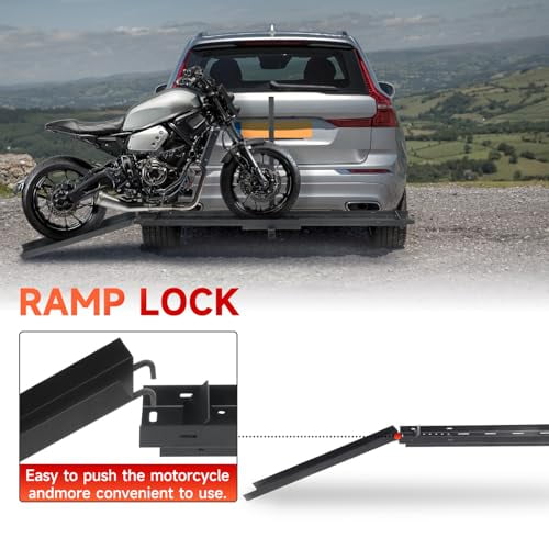 Motorcycle Hitch Mounted Motorcycle Carrier with Loading Ramp and Rope ...