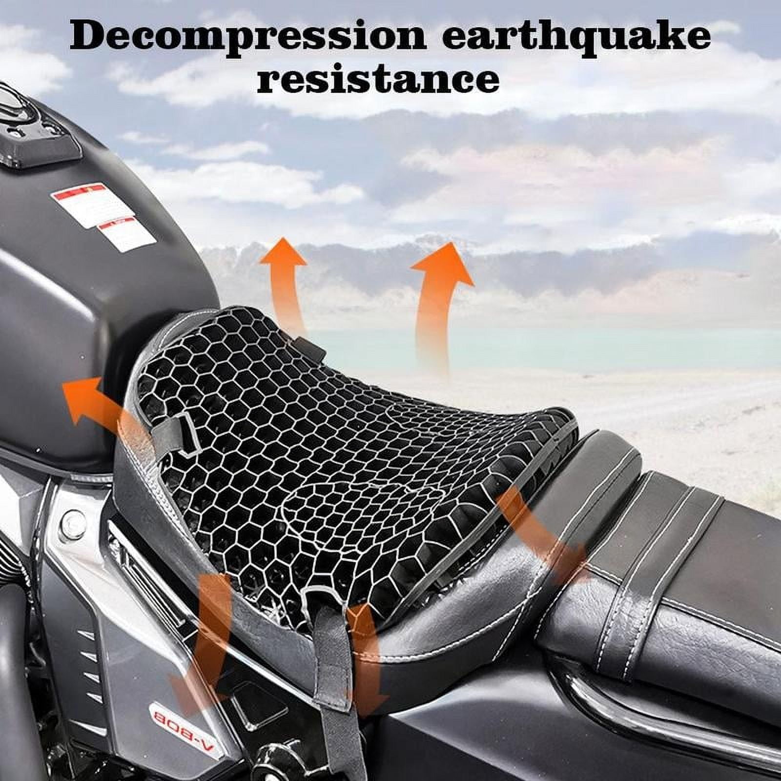 Motorcycle Honeycomb Gel Seat Cushion 3D Mesh Fabric Comfort Autobike ...