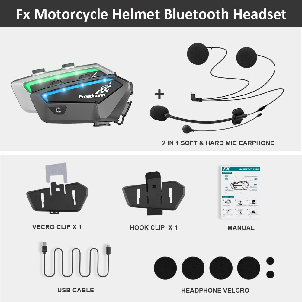 Motorcycle Intercom Bluetooth Helmet Headset Freedconn FX 10 Riders ...