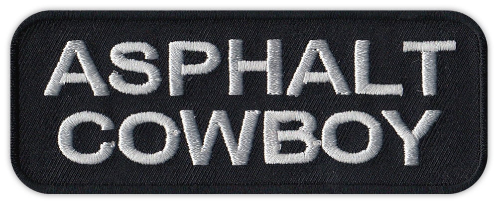 Motorcycle Jacket Embroidered Patch - Asphalt Cowboy (Black/Silver ...