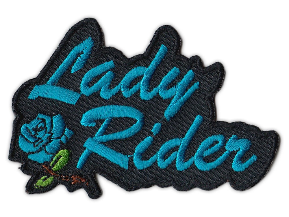 Motorcycle Jacket Embroidered Patch - Lady Rider (Blue) - Female Bikers ...