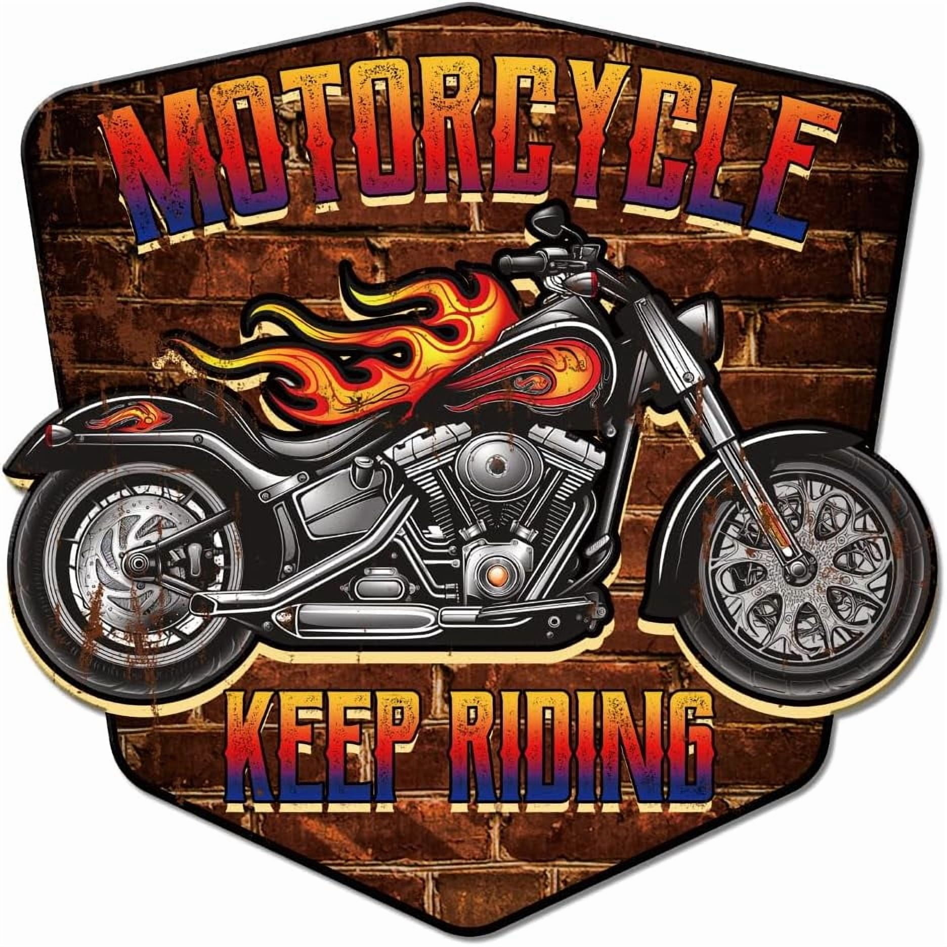 "Motorcycle Keep Riding" Vintage Metal Fire Motorcycle Tin Sign Retro ...