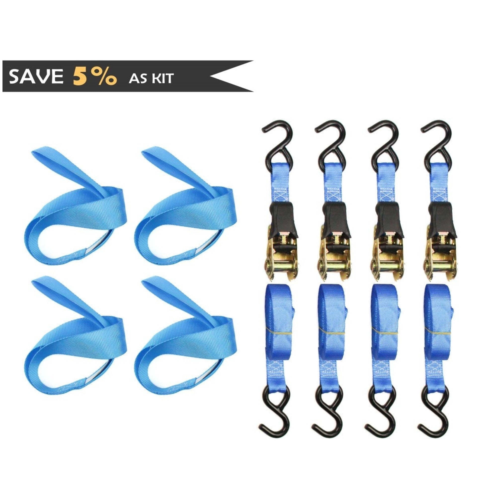 """Motorcycle Kit, 1"""" X15' Ratchet Straps with Vinyl-Coated S-Hooks ...