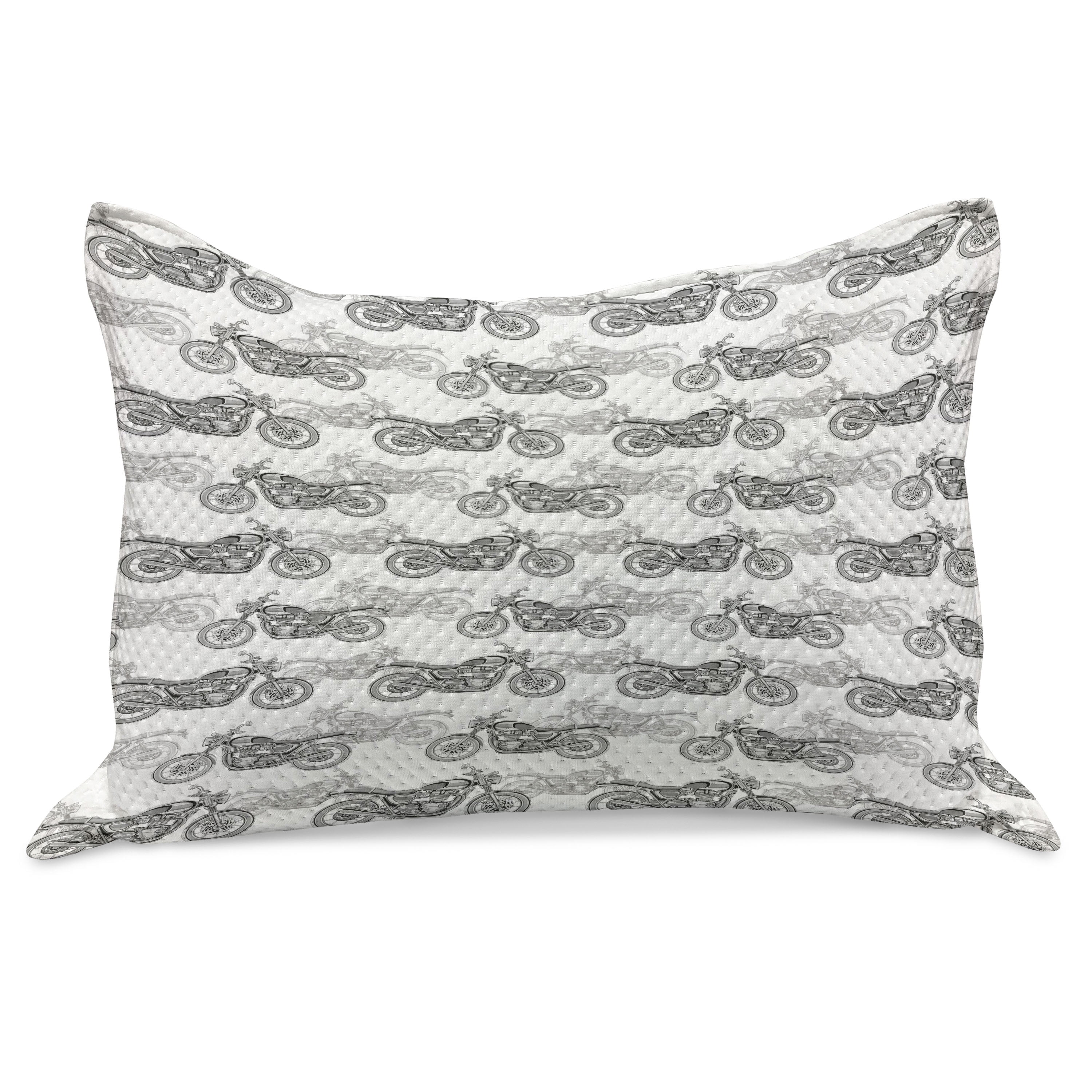 Motorcycle Knitted Quilt Pillowcover, Realistic Grayscale Illustration ...