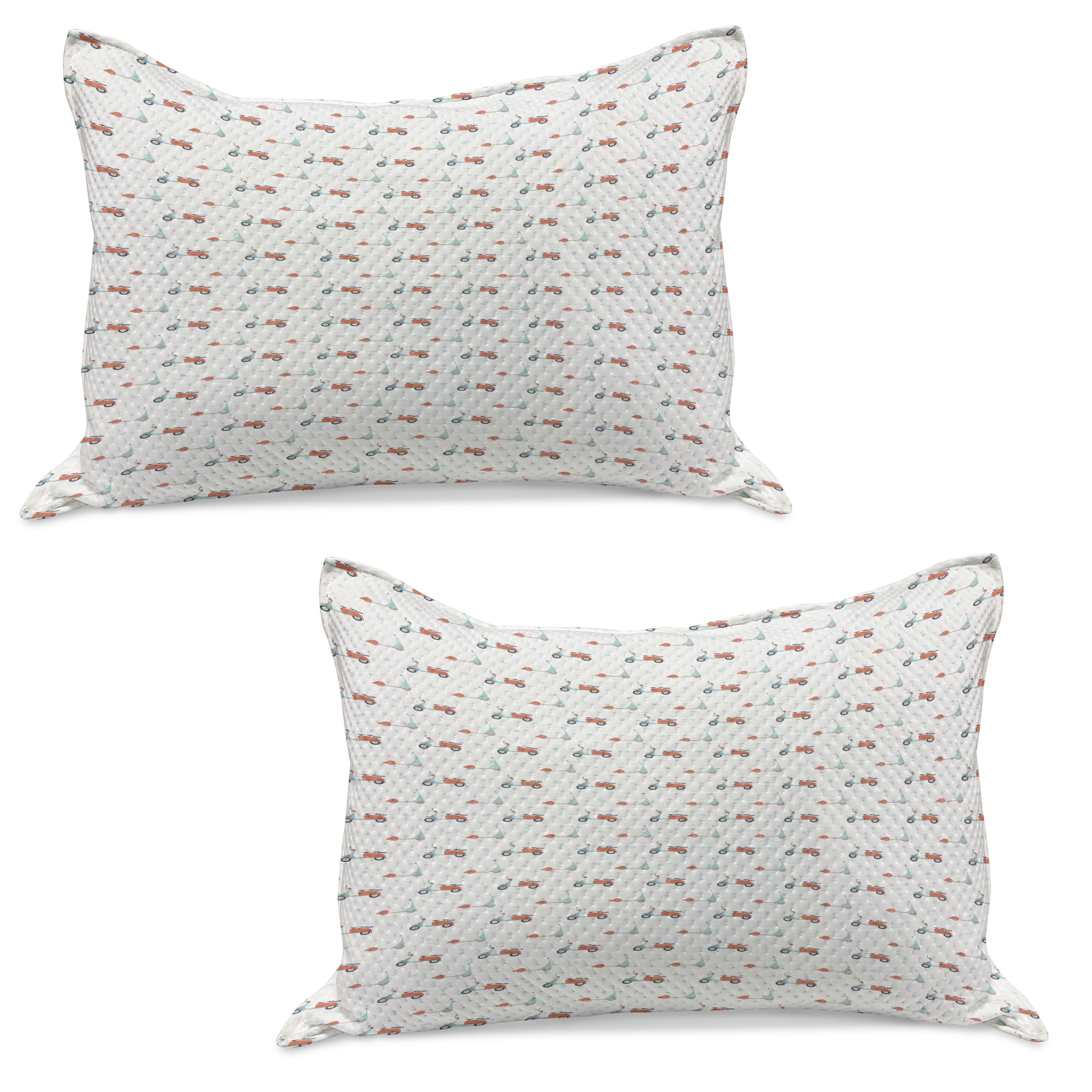 Motorcycle Knitted Quilt Pillowcover Set of 2, Pastel Colored Mopeds ...