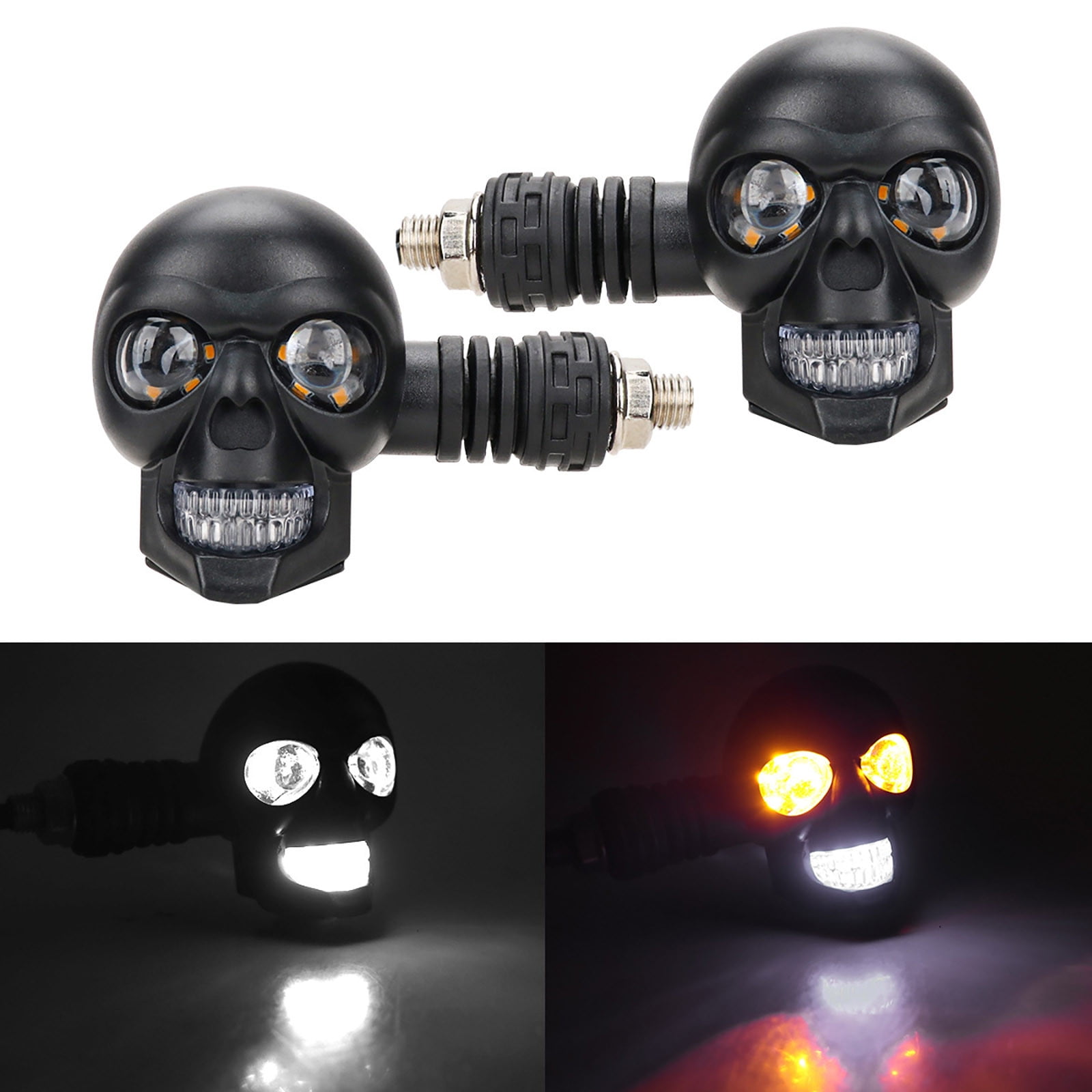 Motorcycle LED Turn Signal Lights with Skull Design Daytime Running ...