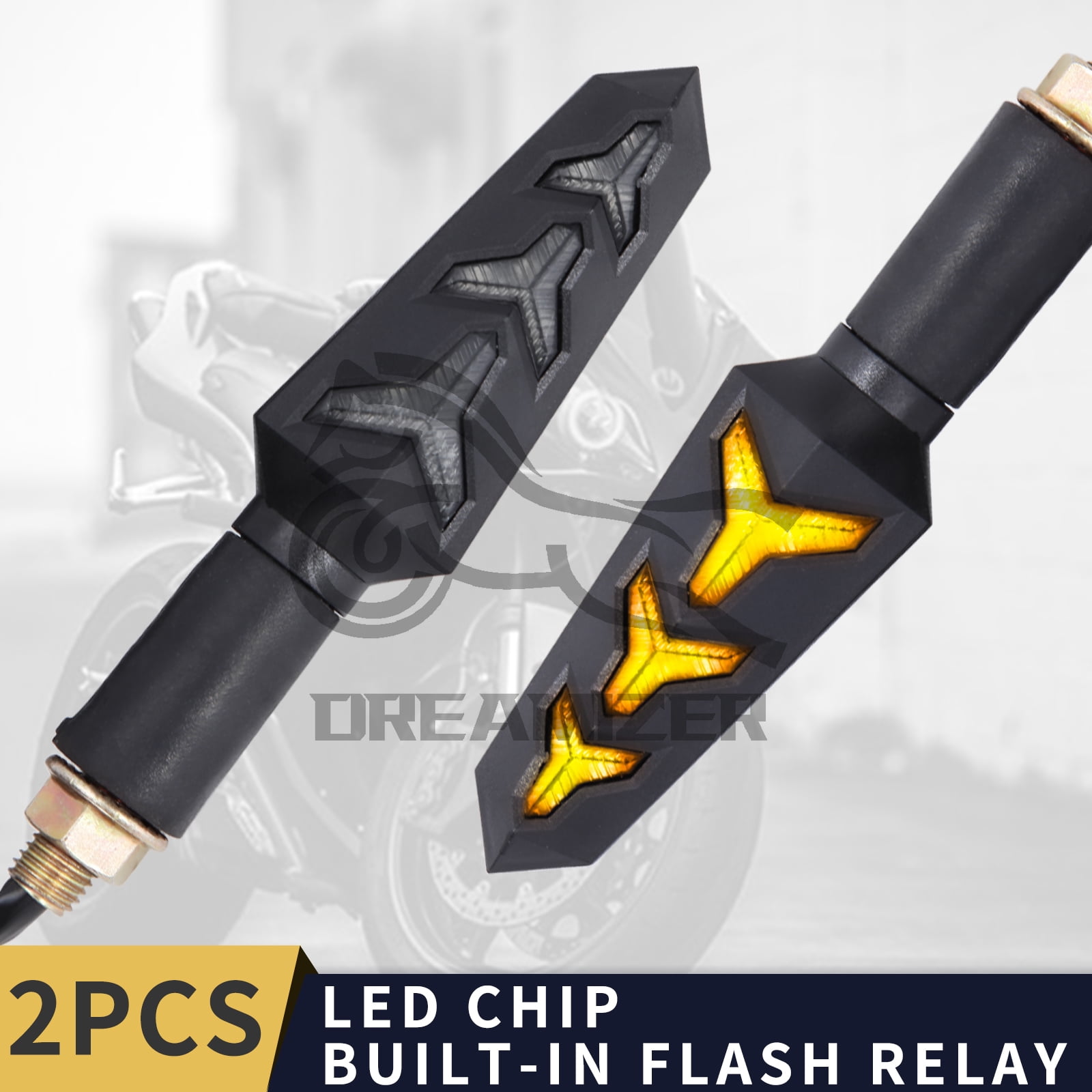 Motorcycle LED Turn Signals Brake Running Tail Light Lamp Flowing Water ...