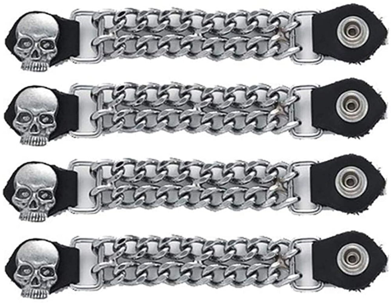 Motorcycle Leather Vest Extender with Chrome Chain for Men Biker Set of ...