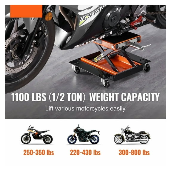 Motorcycle Lift 1100 LBS, ATV Scissor Jack with Dolly - Center Hoist ...