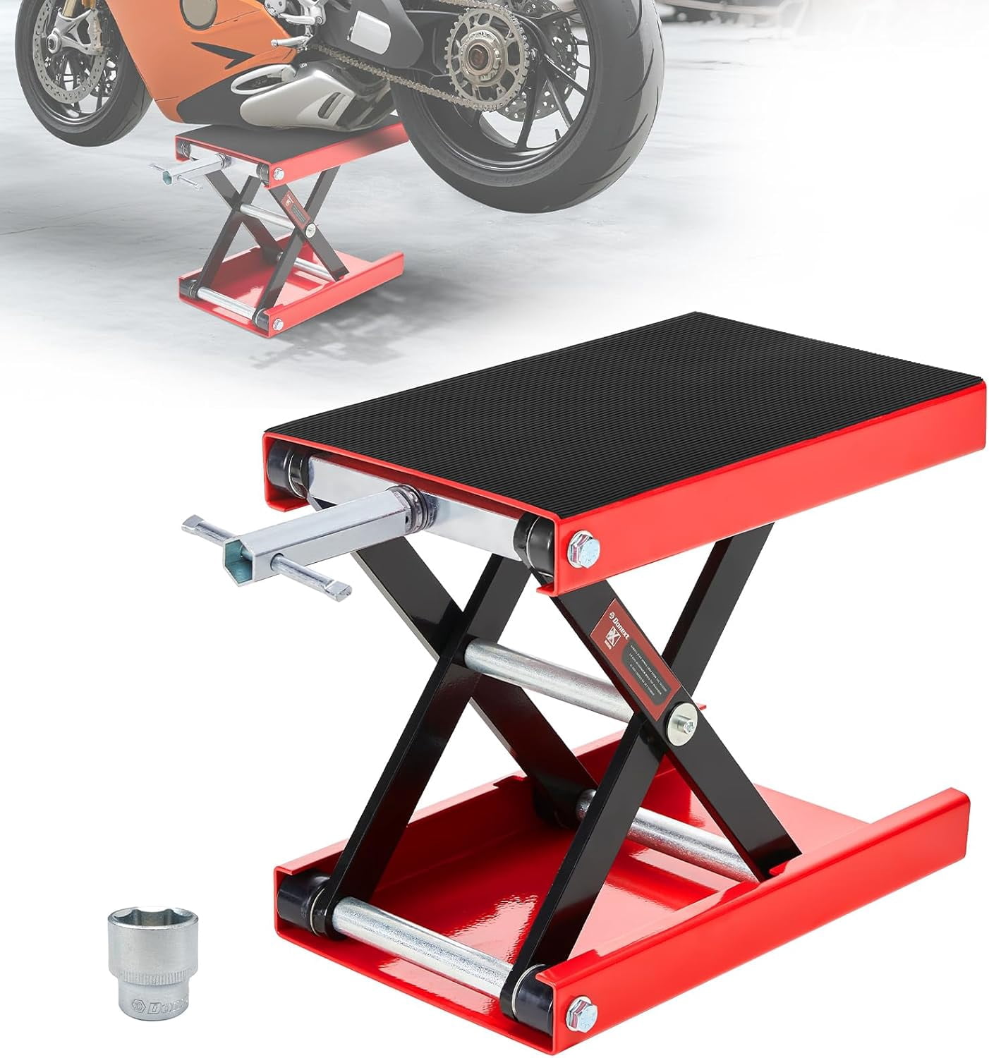 Motorcycle Lift Scissor Jack, 1200 LB Capacity Wide Deck Hoist Stand ...
