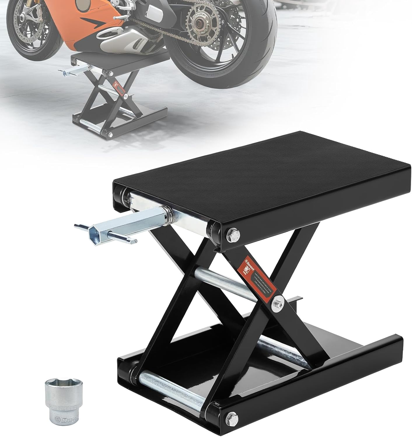 Motorcycle Lift Scissor Jack, 1200 LB Capacity Wide Deck Hoist Stand ...