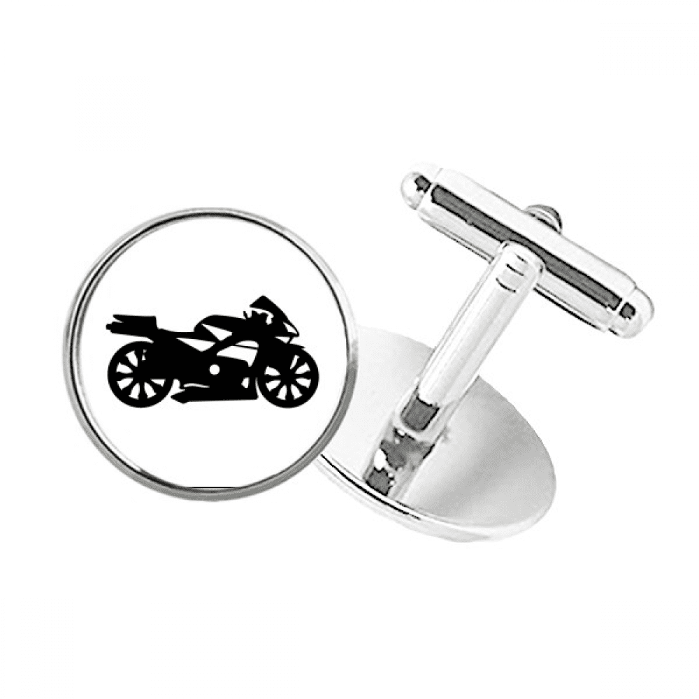 Motorcycle Mechanical Black Outline Round Button Cuff Clip Stud ...