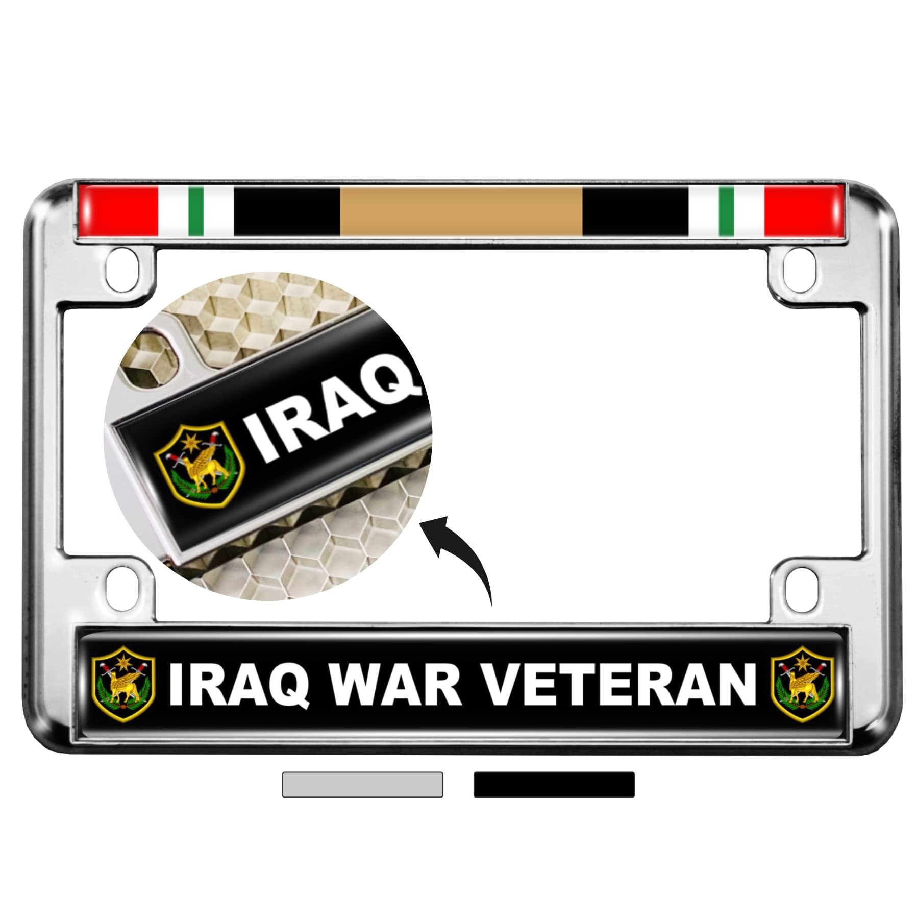 Motorcycle Metal License Plate Frame with Iraq War Veteran Design ...
