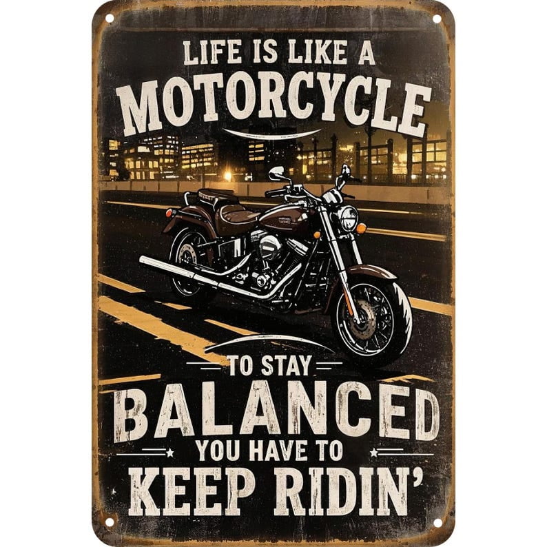 Motorcycle Metal Sign: Retro Biker Garage Decor, Inspirational Quote ...
