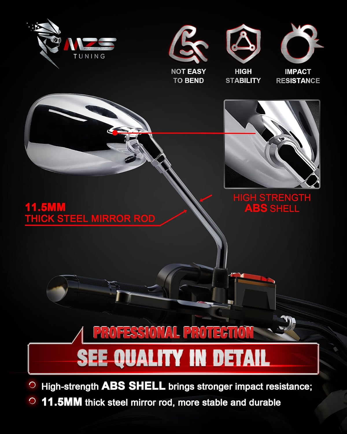 Motorcycle Mirrors 360 Degree Adjustable 10MM 8MM for Street Bike ...