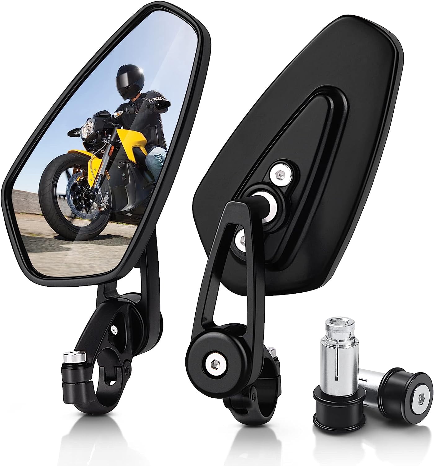 Motorcycle Mirrors - 7/8" (22mm) Bar End Rear View Mirrors Compatible ...