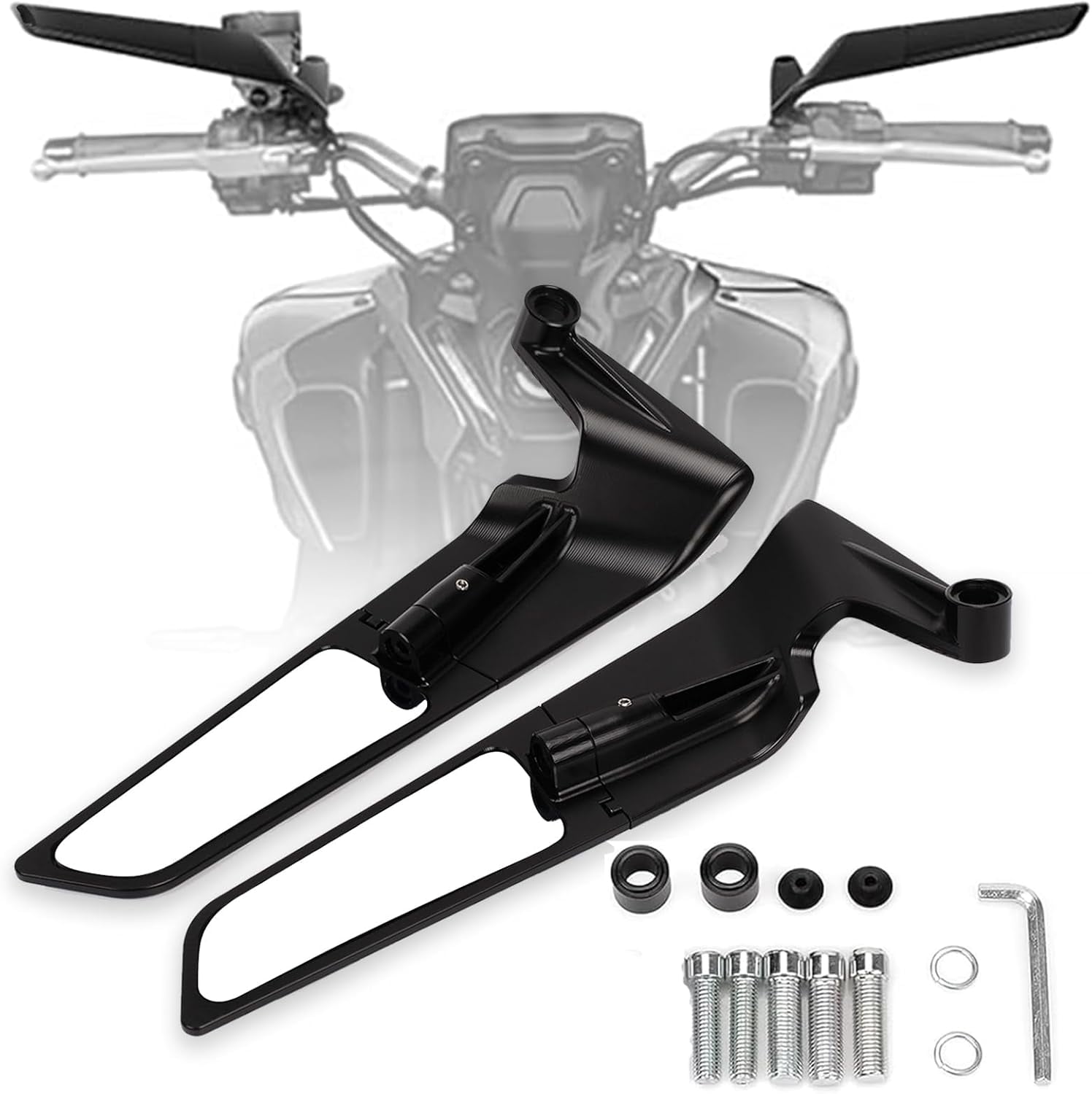 Motorcycle Mirrors Adjustable Rotating Rear View Mirror Stealth Wind ...