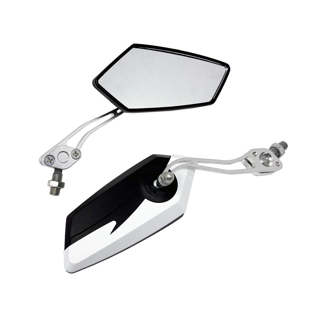 Motorcycle Mirrors Set 10mm Bolt RH/RH Thread Mount (Black / White ...