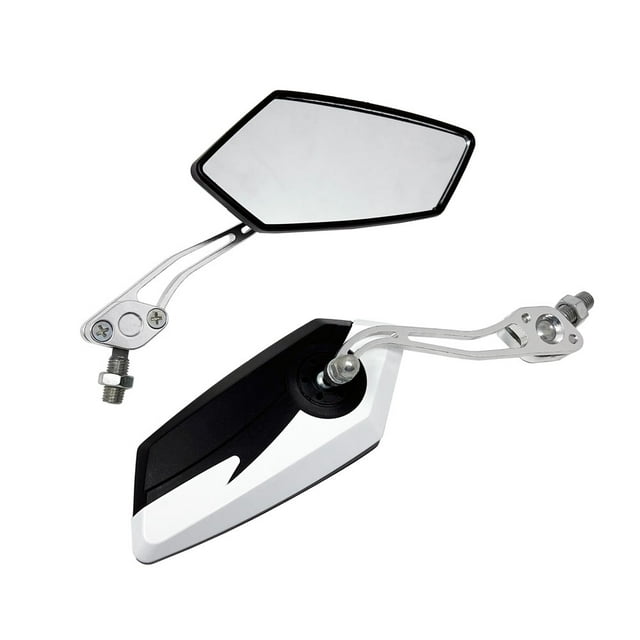 Motorcycle Mirrors Set 10mm Bolt RH/RH Thread Mount (Black / White ...