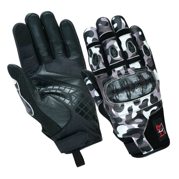 Motorcycle Motocross Cowhide Leather Gloves Knuckle Protection Air Vent ...
