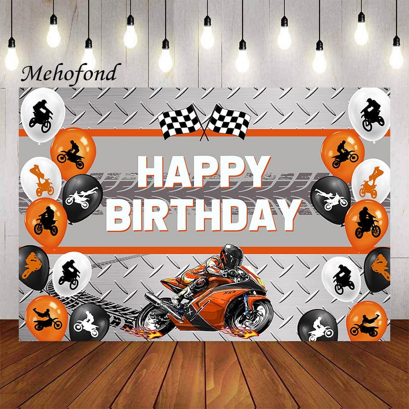 Motorcycle Motocross Racing Balloons Boy Birthday Party Cake Table r ...