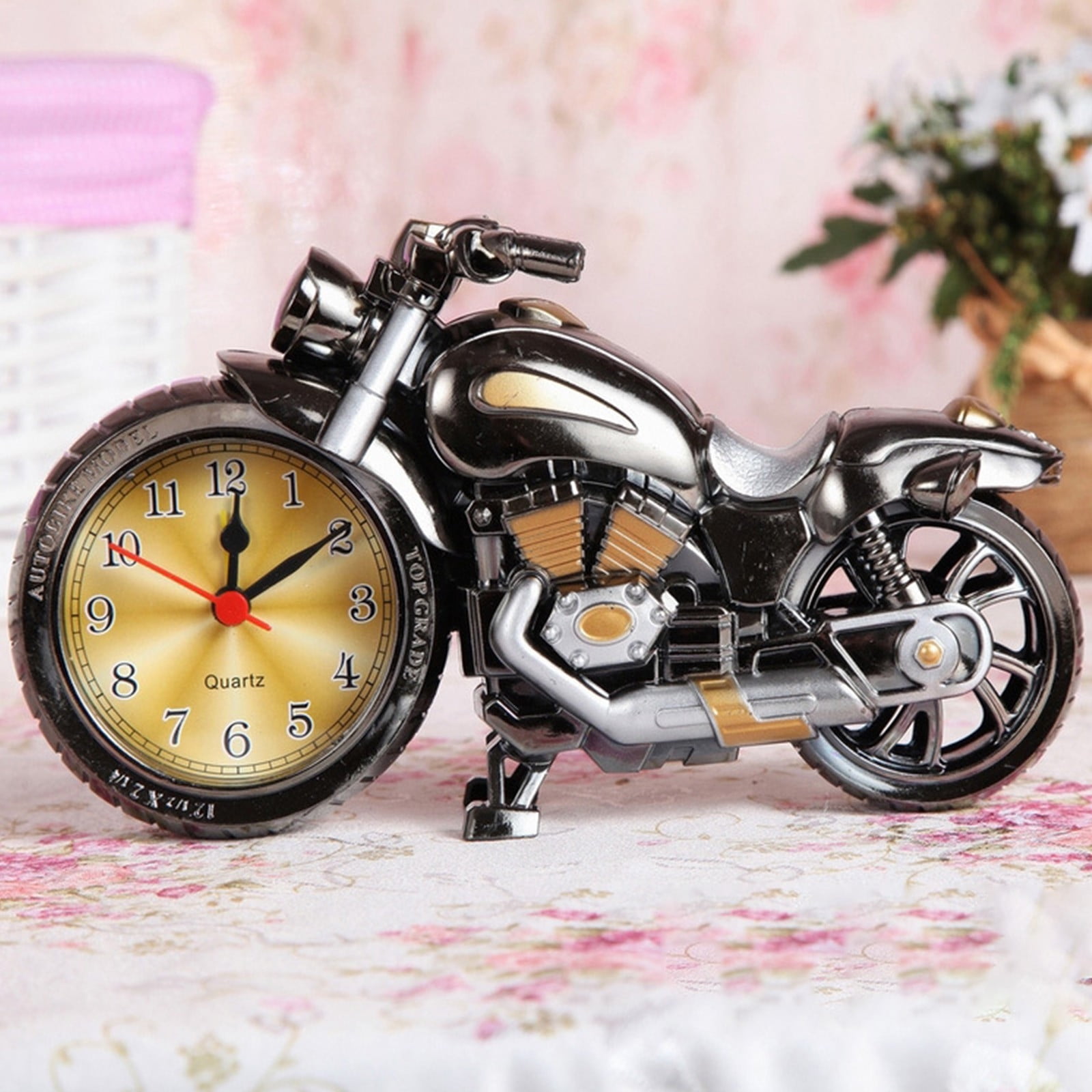Motorcycle Motorbike Pattern Alarm Clock Desk Clock Creative Birthday ...