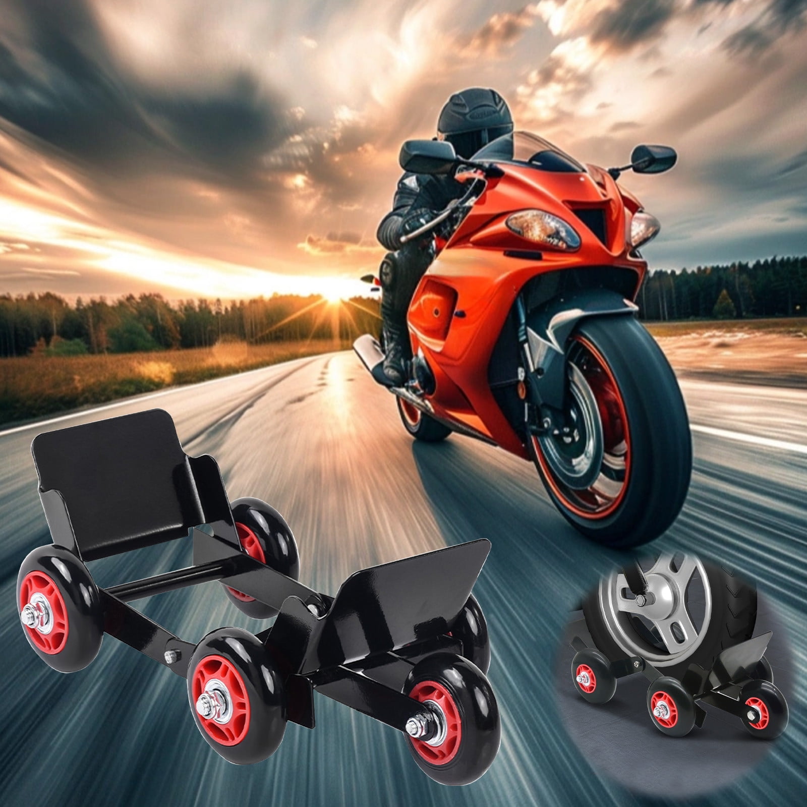 Motorcycle Mover, Tire Booster Dolly Puller Tool with 5 Wheels ...