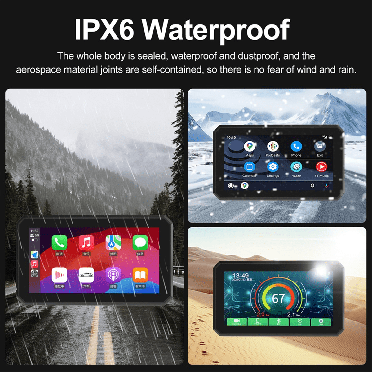 Motorcycle Navigation 5.5 Inch Display Screen GPS IP67 Waterproof ...