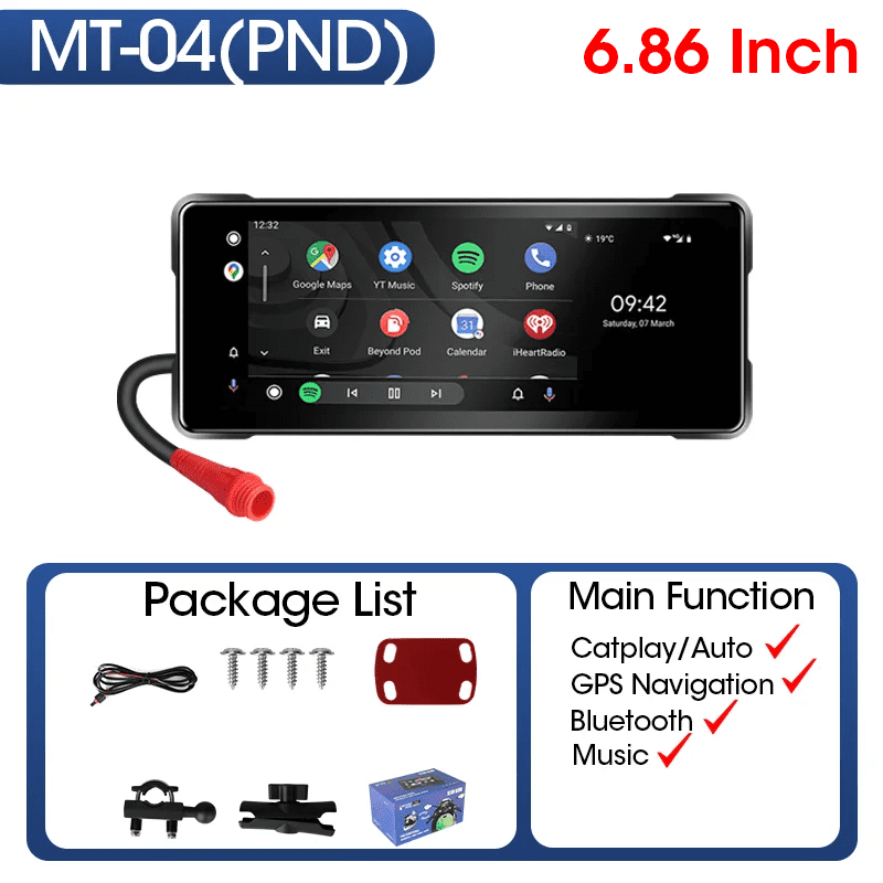 Motorcycle Navigation GPS Recorder Wireless Apple Carplay Android Auto ...