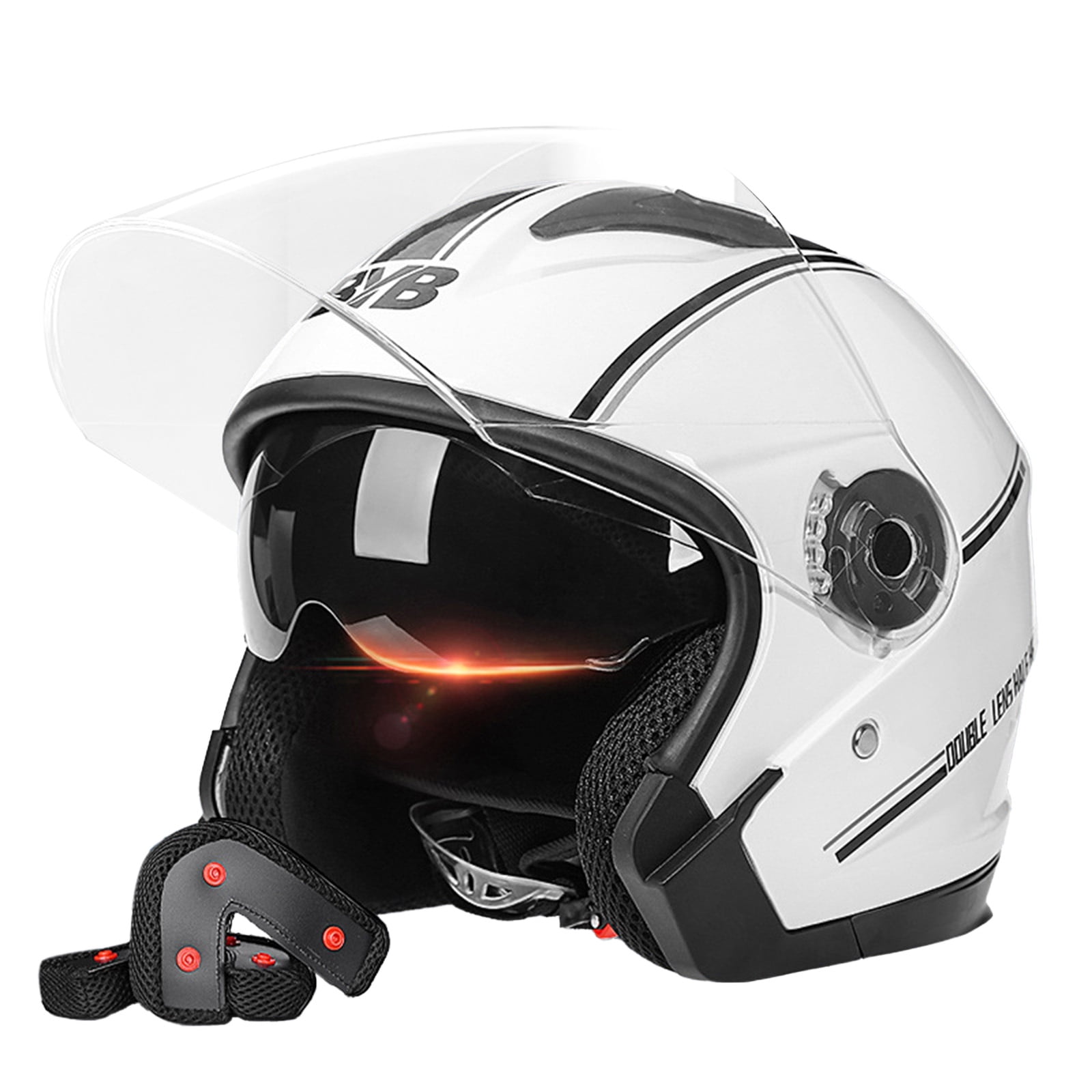 Motorcycle Open Face Helmet For Men And Women Dual Lens Sun Visor Face ...