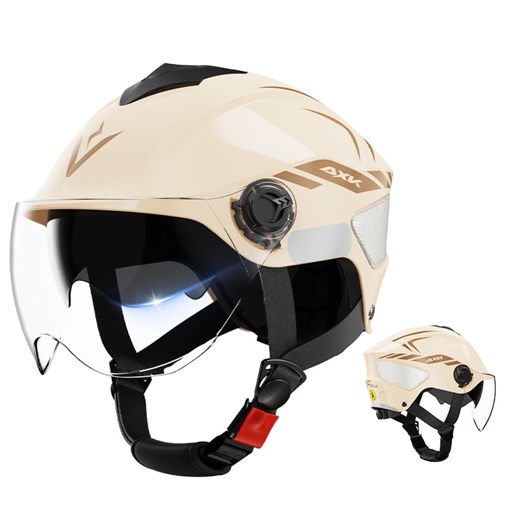 Motorcycle Open Face Helmet With Dual Lens, Sun Visor And Wind Shield ...
