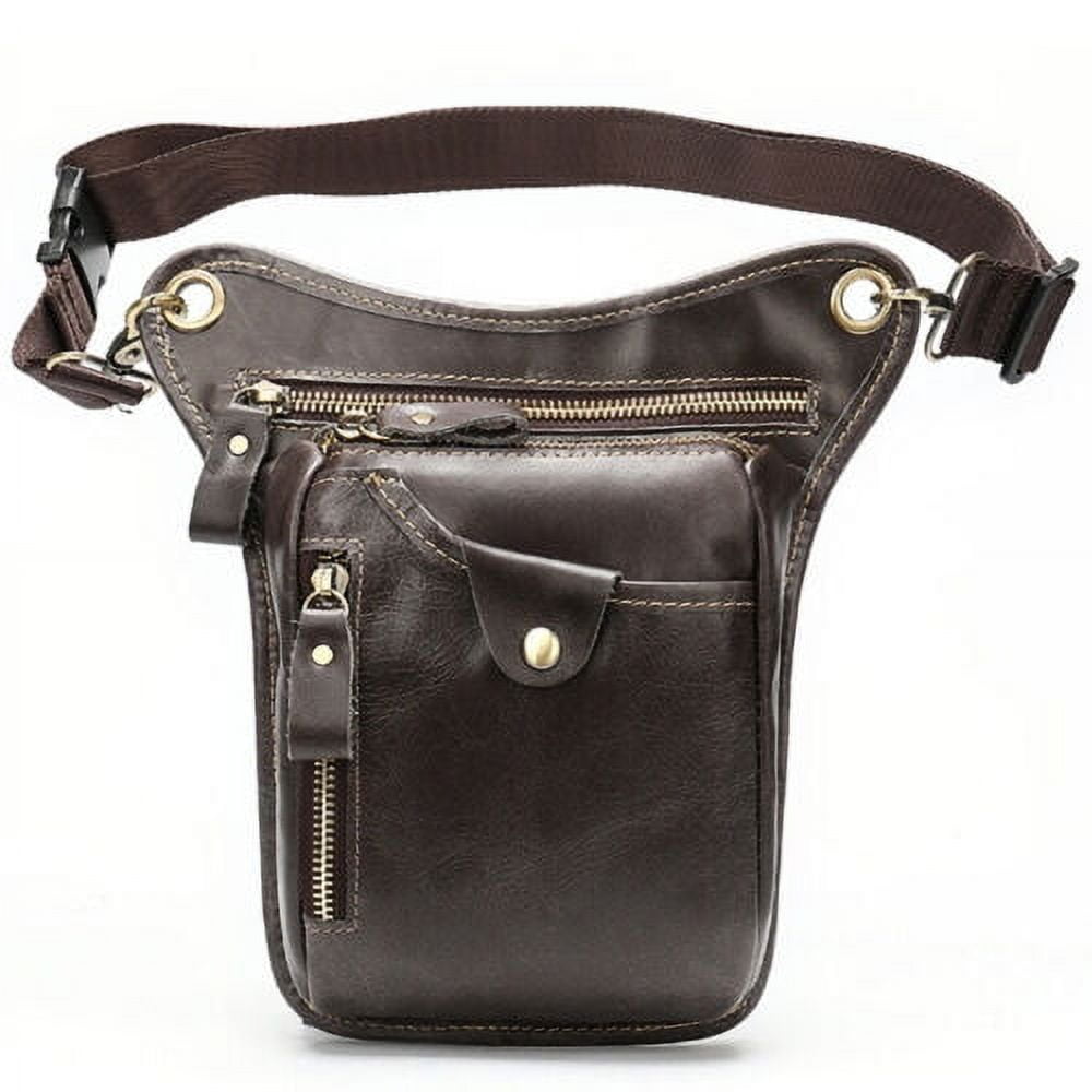 Motorcycle Outdoor Genuine Leather Drop Leg Bag Tactical Thigh Waist ...