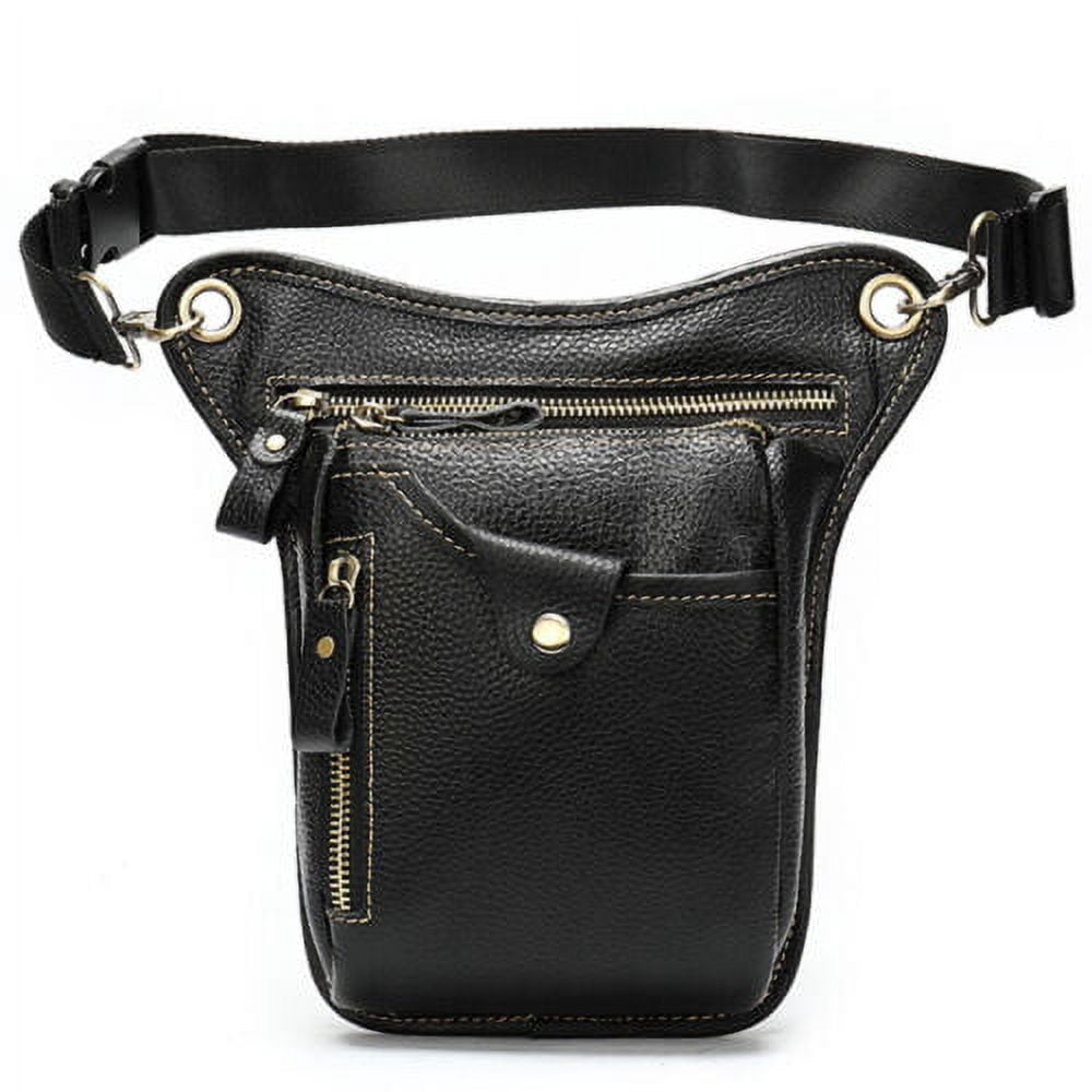 Motorcycle Outdoor Genuine Leather Drop Leg Bag Tactical Thigh Waist ...