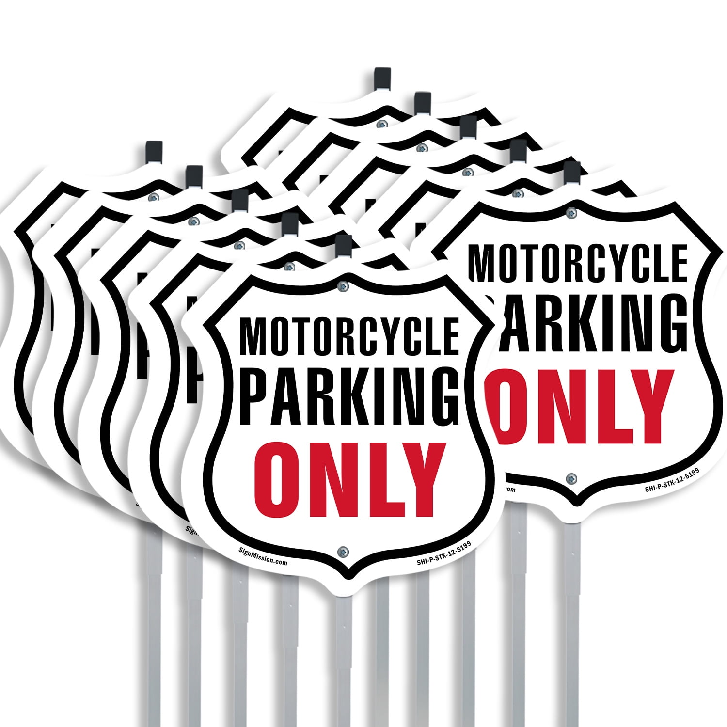 Motorcycle Parking Only (10 Pack) 12 inch X 12 inch Shield Shaped Rust ...