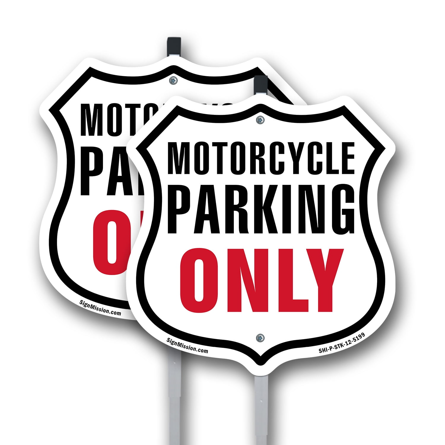 Motorcycle Parking Only (2 Pack) 12 inch X 12 inch Shield Shaped ...