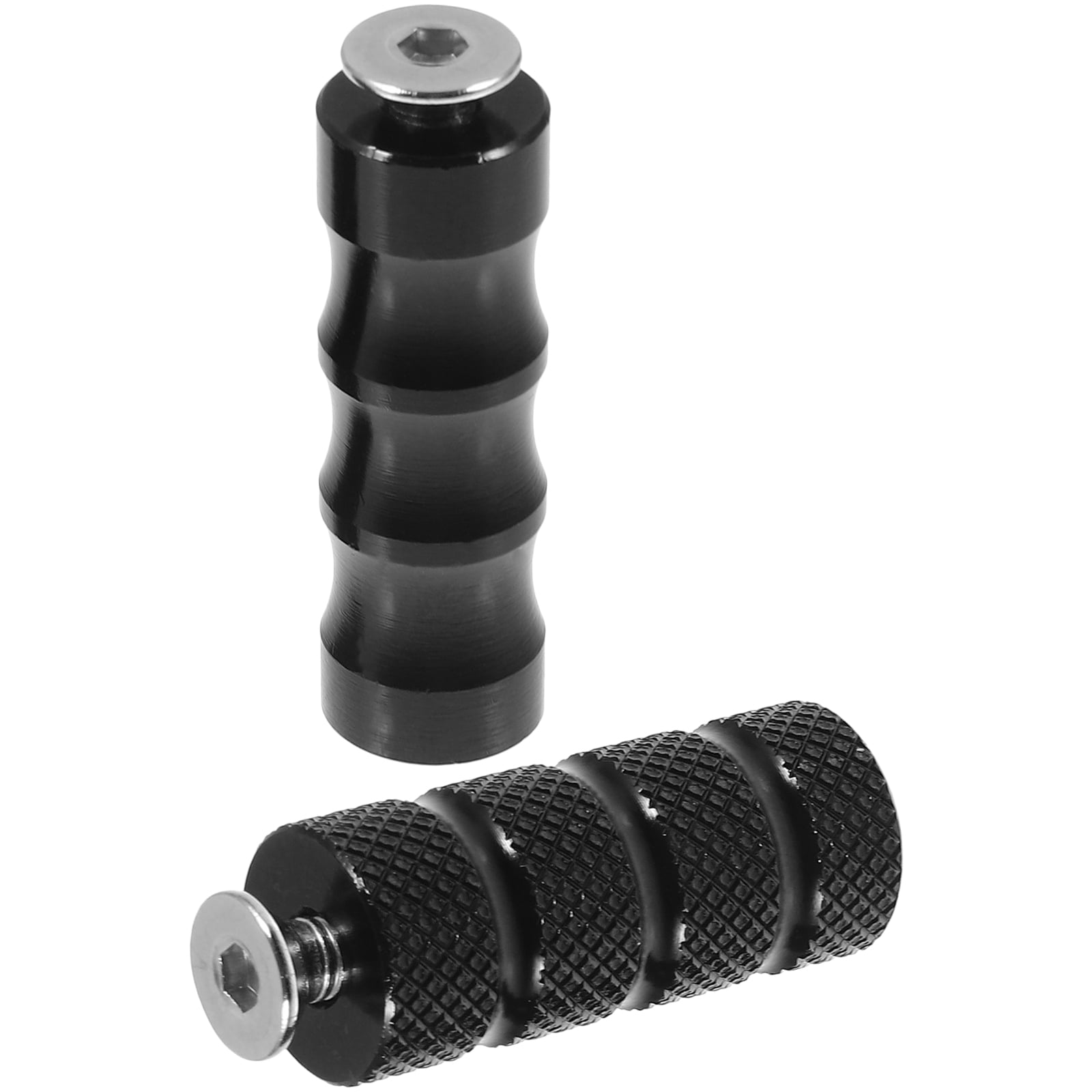 LULULION Universal Motorcycle Foot Pegs Aluminum Alloy Black 2Pcs ...