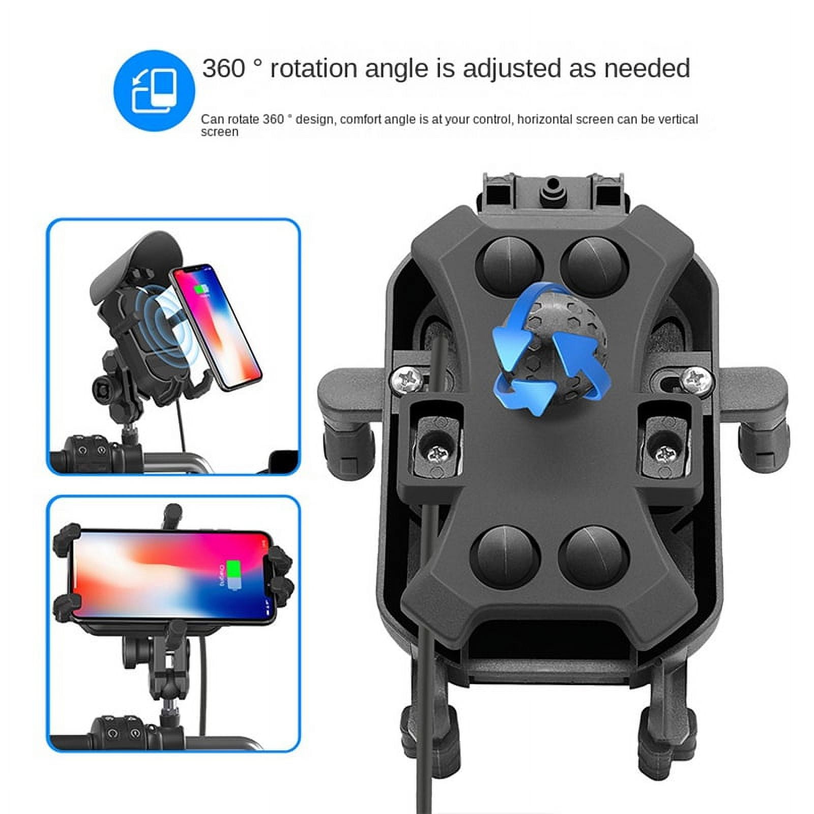 Motorcycle Phone Holder 15W Wireless Charger USB QC3.0 Fast Charging ...