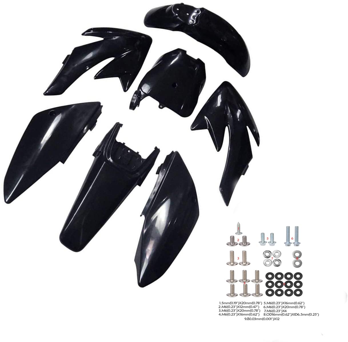 Motorcycle Plastics Fender Fairing Kit + Mounting Screws for CRF70F CRF ...
