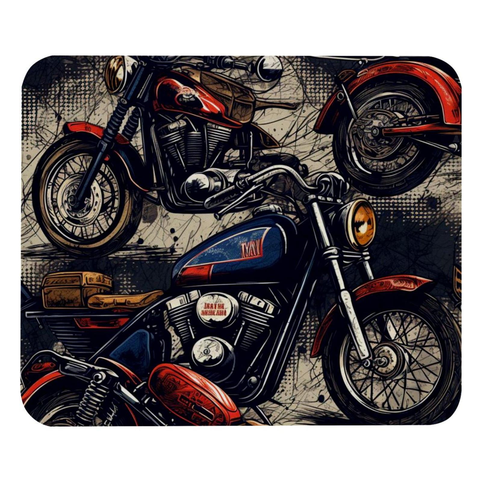 Motorcycle Printed Non-Slip Rubber Bottom Gaming Mouse Pad 8.3x9.8 Inch ...